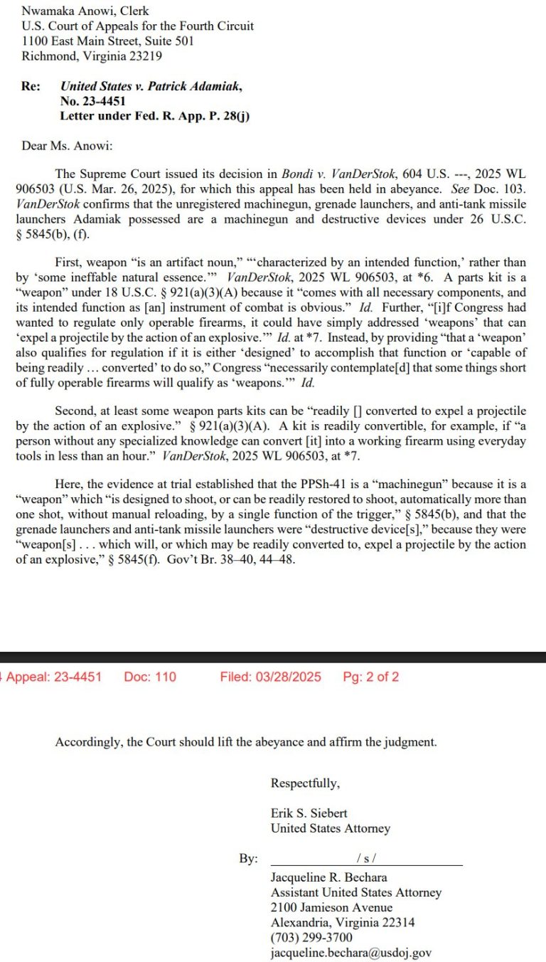 Interim US Attorney Uses VanDerStok Ruling to Argue for Keeping Patrick ...